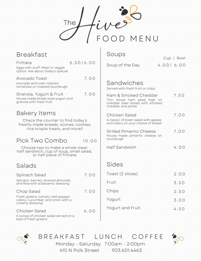 Menu - The Hive