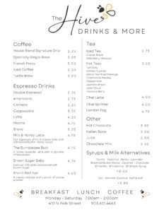 Menu - The Hive